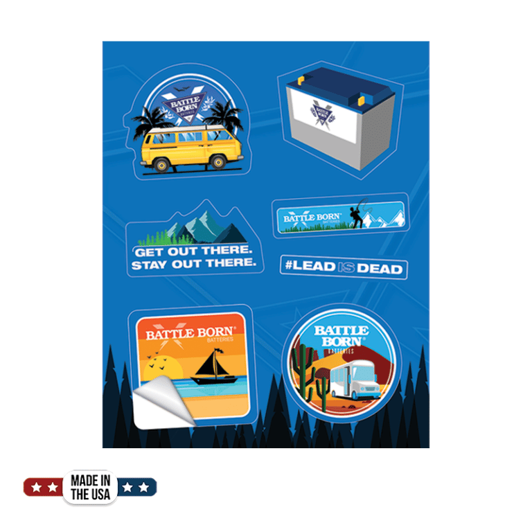 Battle Born Batteries Sticker Sheet (7 Stickers) | Battle Born Batteries