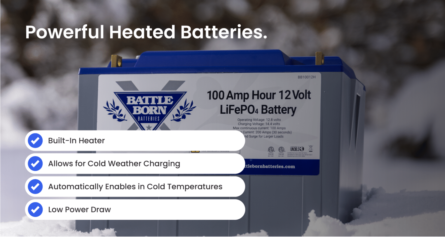12V LiFePO4 Heated Battery Kit | Battle Born Batteries