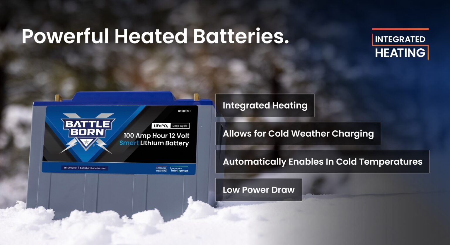 100Ah 12V Smart Heated LiFePO4 Deep Cycle Battery Kit | Battle Born ...